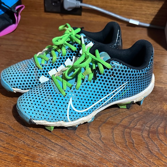 Nike | Shoes | Nike Kids Teal And Lime Green Cleats | Poshmark